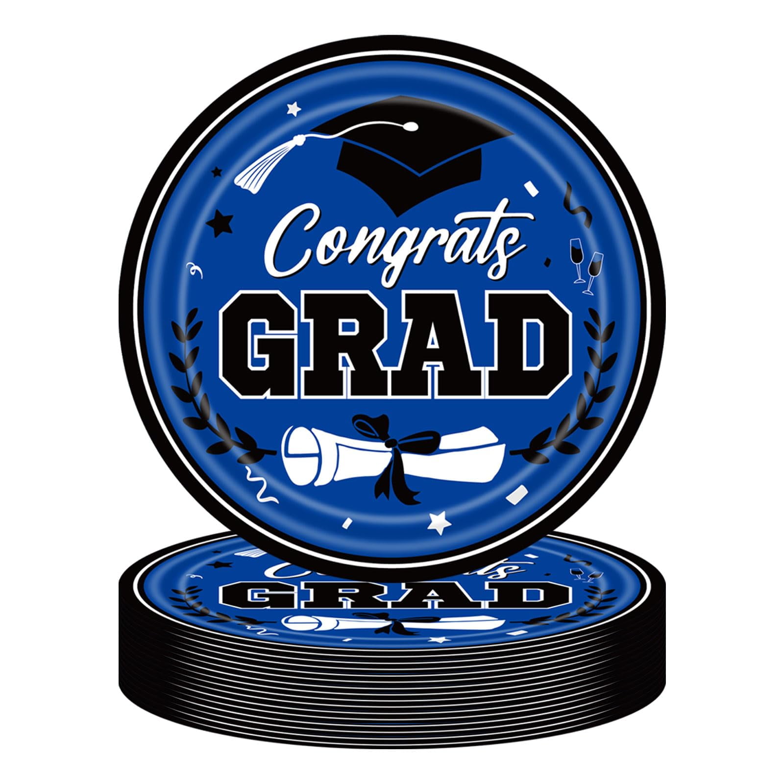 Poqirzan 24Pcs Graduation Paper SSF20 Plates Graduation Party Supplies ...