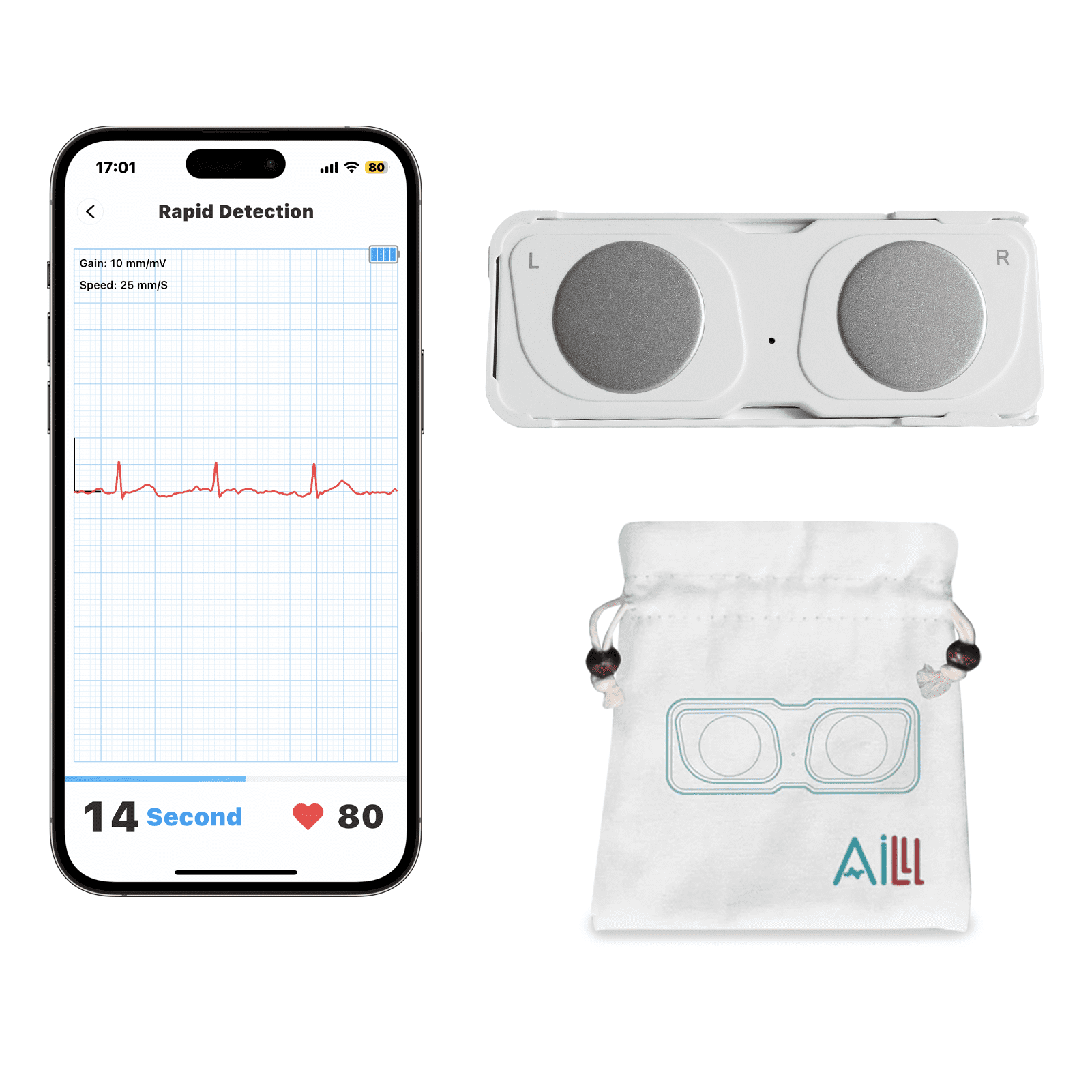 Poratble Wireless Personal ECG Monitor, ECG Heart Rate Monitor Device ...