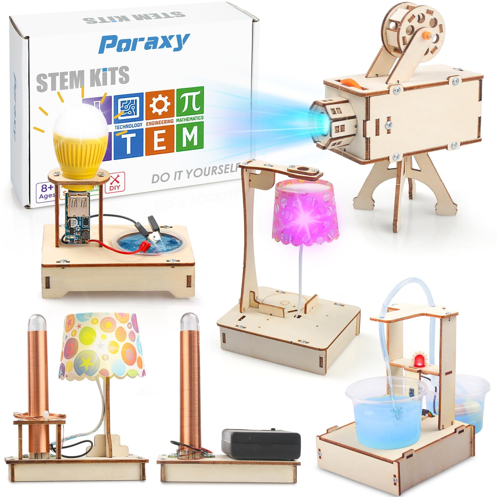 Poraxy STEM Science Kits for Kids Ages KMC28-10-12, 3D Wooden Puzzles ...