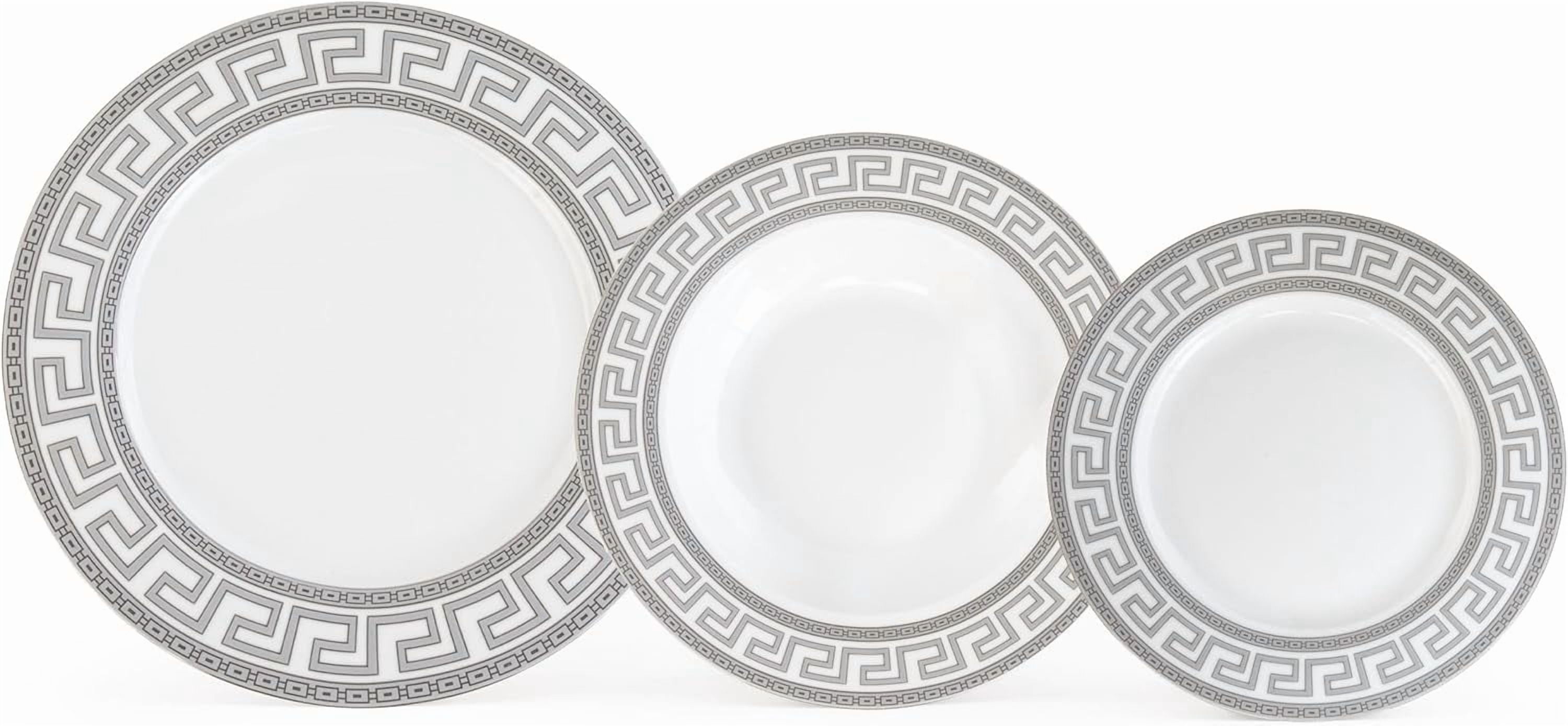 Porcelain 12 Piece Dinnerware Set - Service for 4 - Gorgeous Silver ...