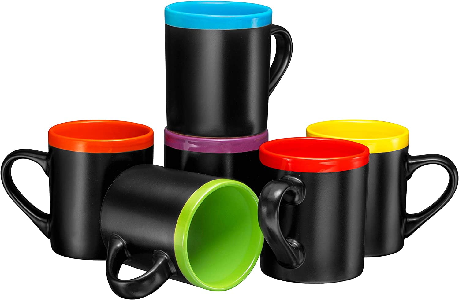 Porcelain 12oz Coffee Mugs Set of 6 (Matte Black) - Walmart.com