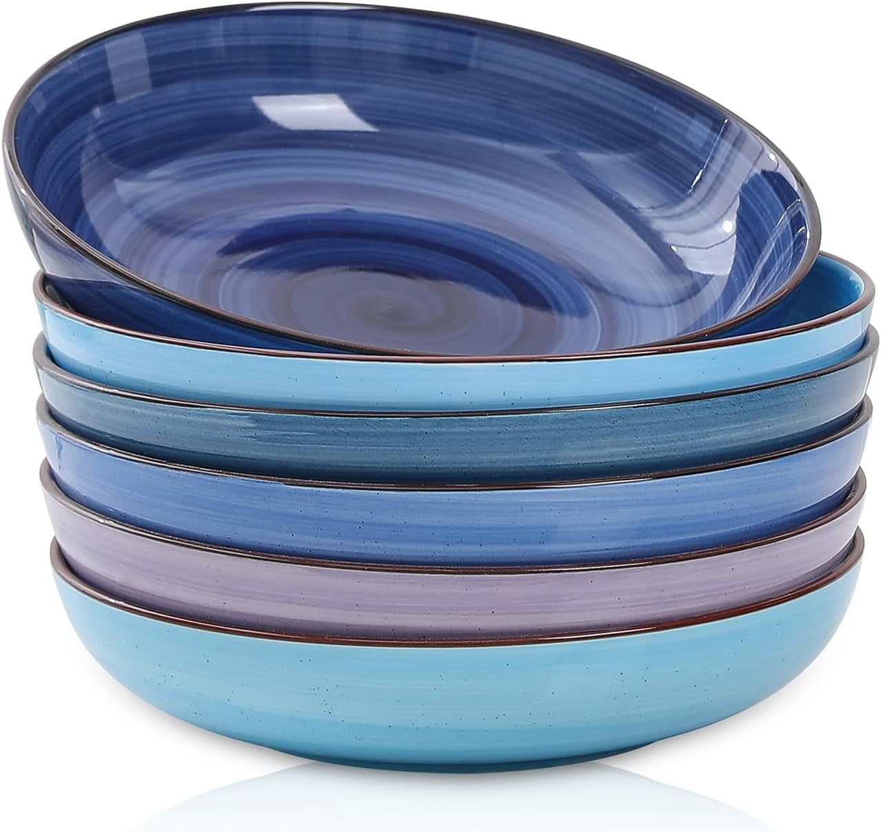 Porcelain 26 Ounce Salad Pasta Bowls, 8 inch Wide and Shallow Serving ...