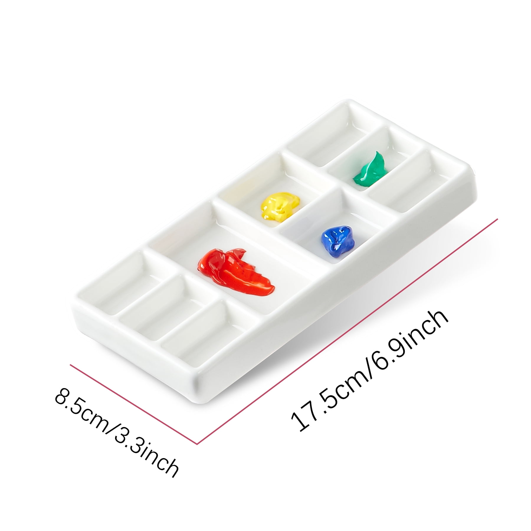 Porcelain 9-Well Rectangle Art Palettes for Watercolor Gouache Acrylic ...