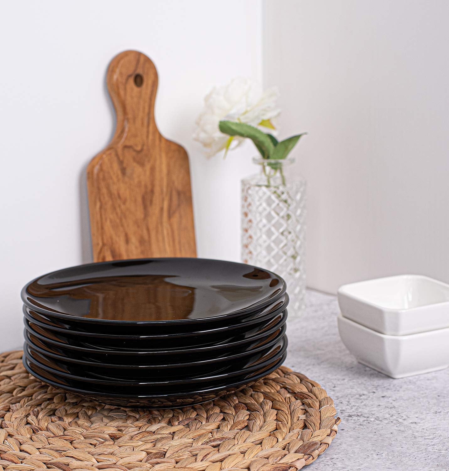 Delling Porcelain Appetizer Plates, 7 inch Black Dessert/Salad Plates ...