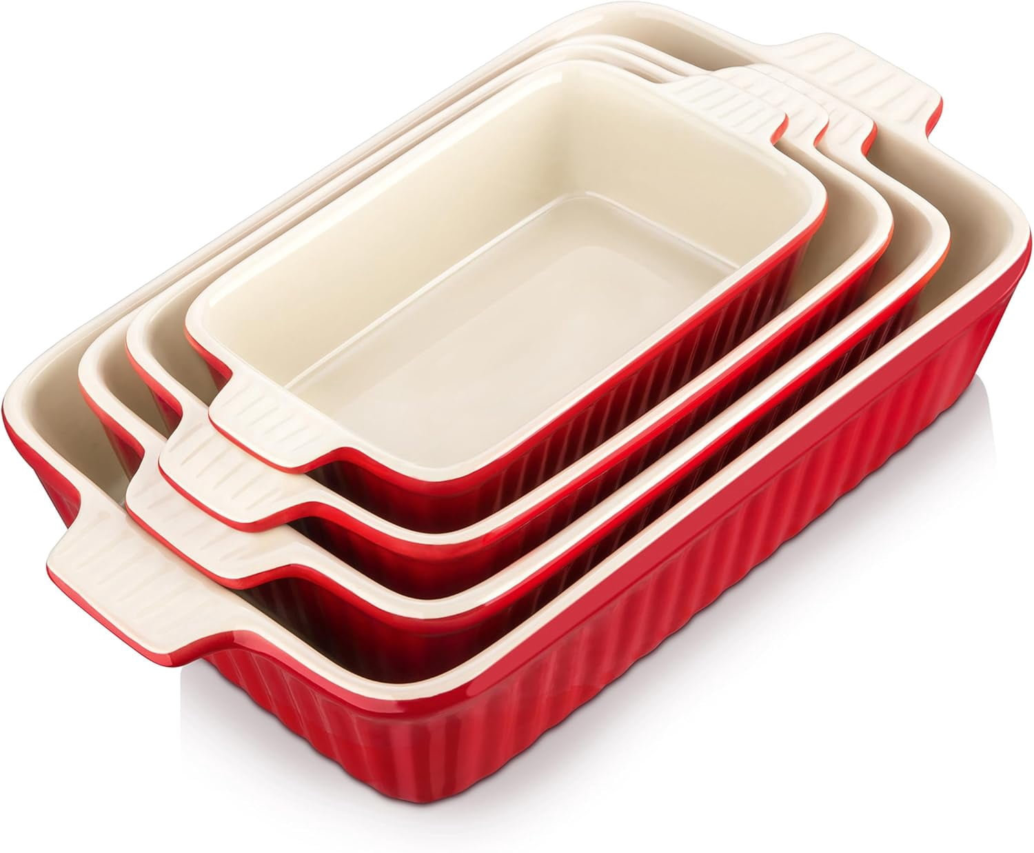 Porcelain Baking Pan Set of 4 Rectangular Casserole Dishes for Oven ...