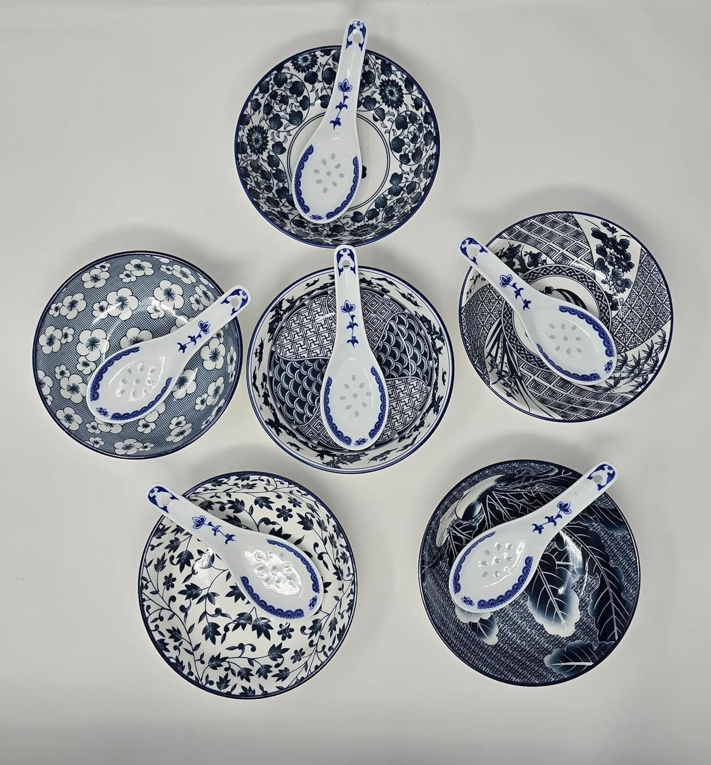 Porcelain Bowl Sets with 6 Porcelain Spoons, Set of 6 - Walmart.com
