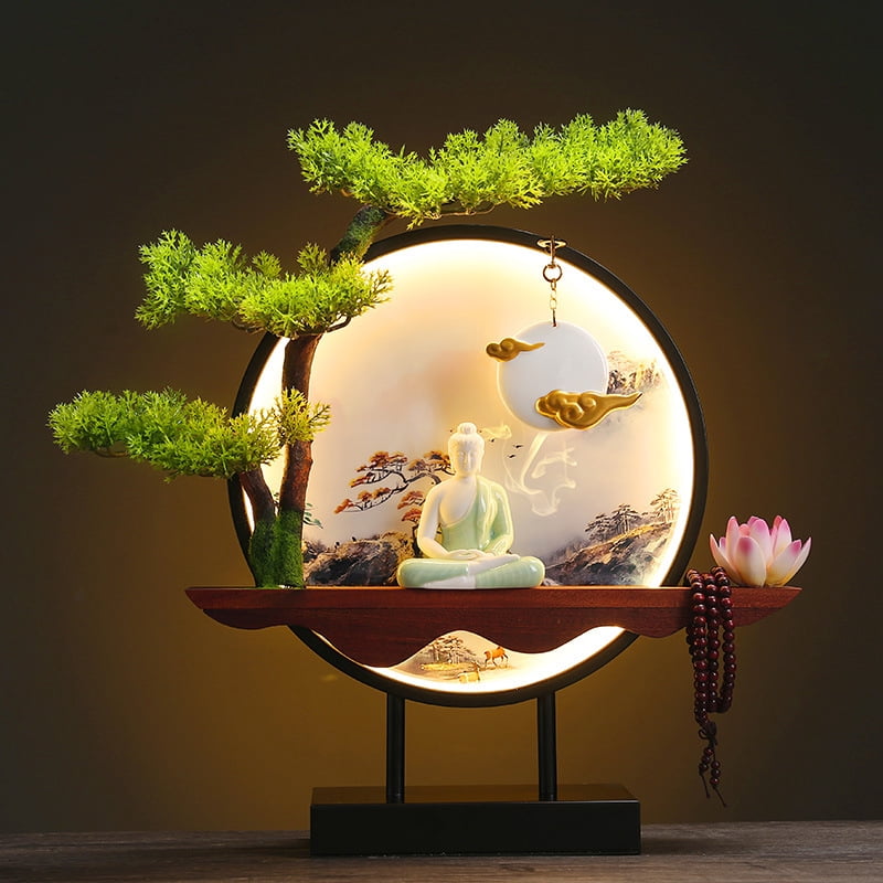 Porcelain Buddha Statue Kit with LED light -Pine Decorative Buddha ...