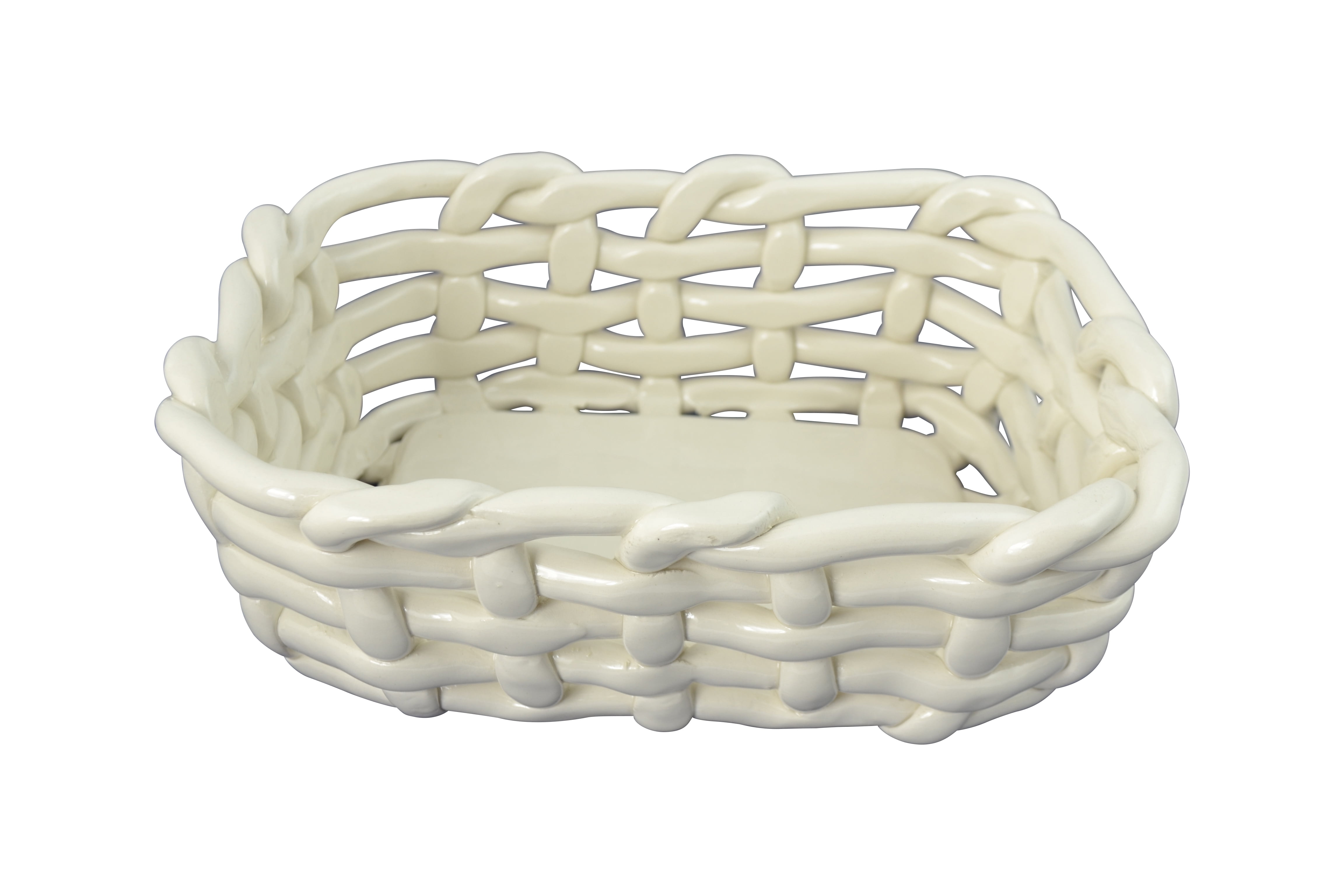 Porcelain Ceramic Fruit or Bread Basket Bowl Rectangular in Glossy ...