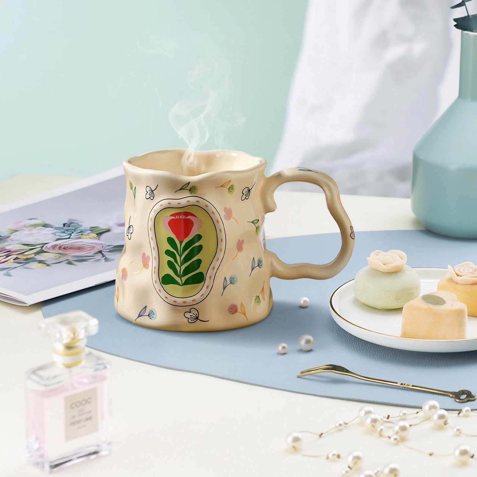 Porcelain Coffee Mug, Women's Breakfast Cup, Durable Ceramic ...