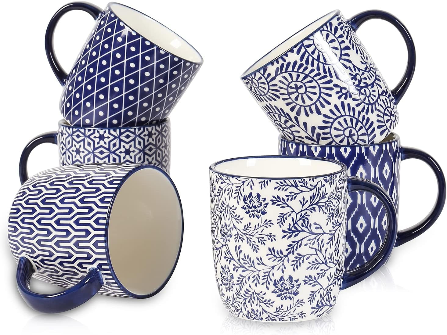 Porcelain Coffee Mugs Set, Ceramic Tea Cup with Handle, dishwasher ...