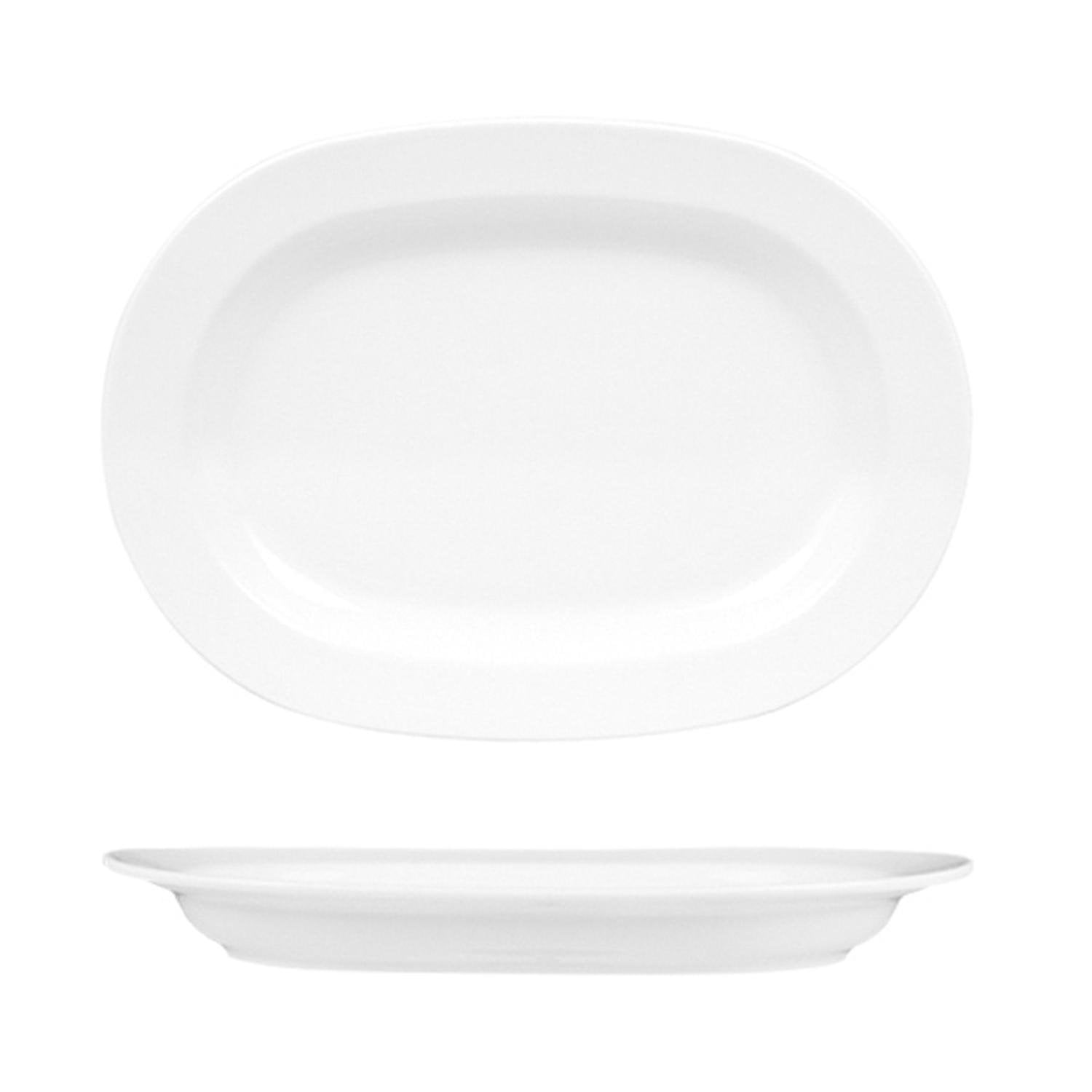 Porcelain Delta 11" x 8" x h:1.25" Oval White Porcelain Platter ...