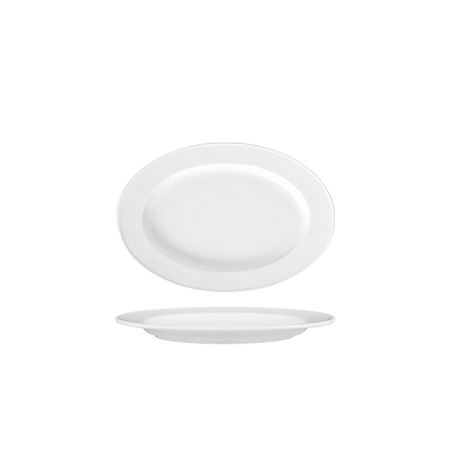 Porcelain Delta 9.5" x 6.75" x h:1" Oval White Porcelain Platter (Set ...