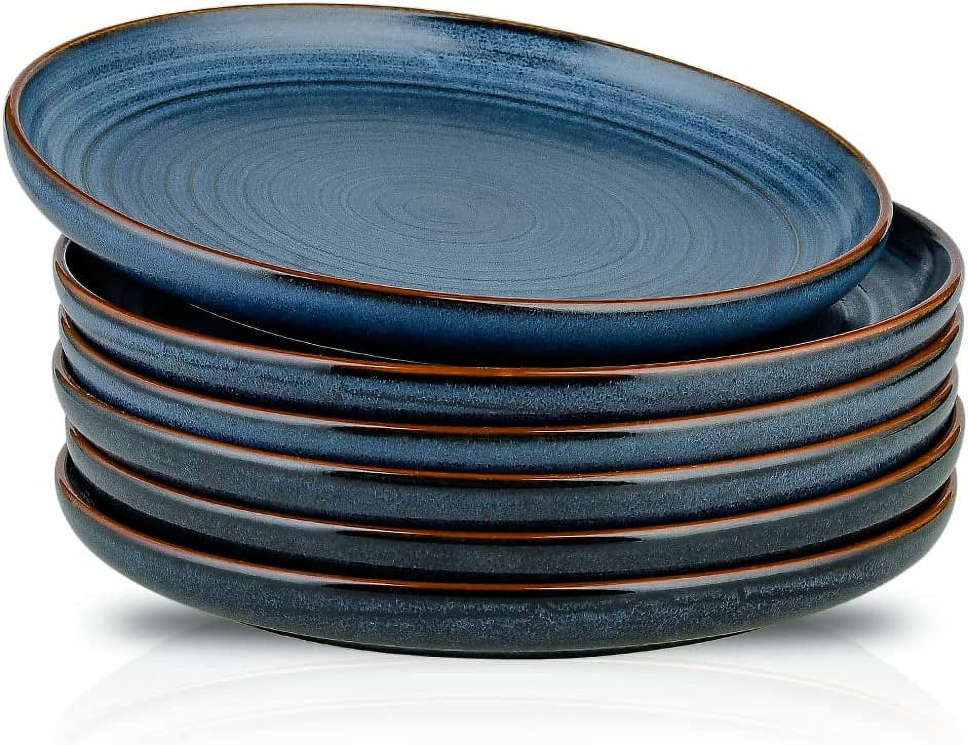 Porcelain Dinner Plates Set of 6, 10.25 inch Ceramic Plates Set, Large ...