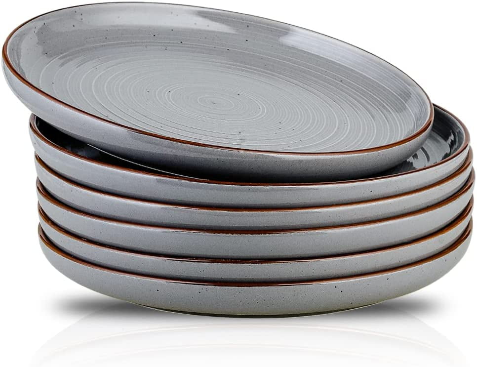 Porcelain Dinner Plates Set of 6, 10.25 inch Ceramic Plates Set, Large ...