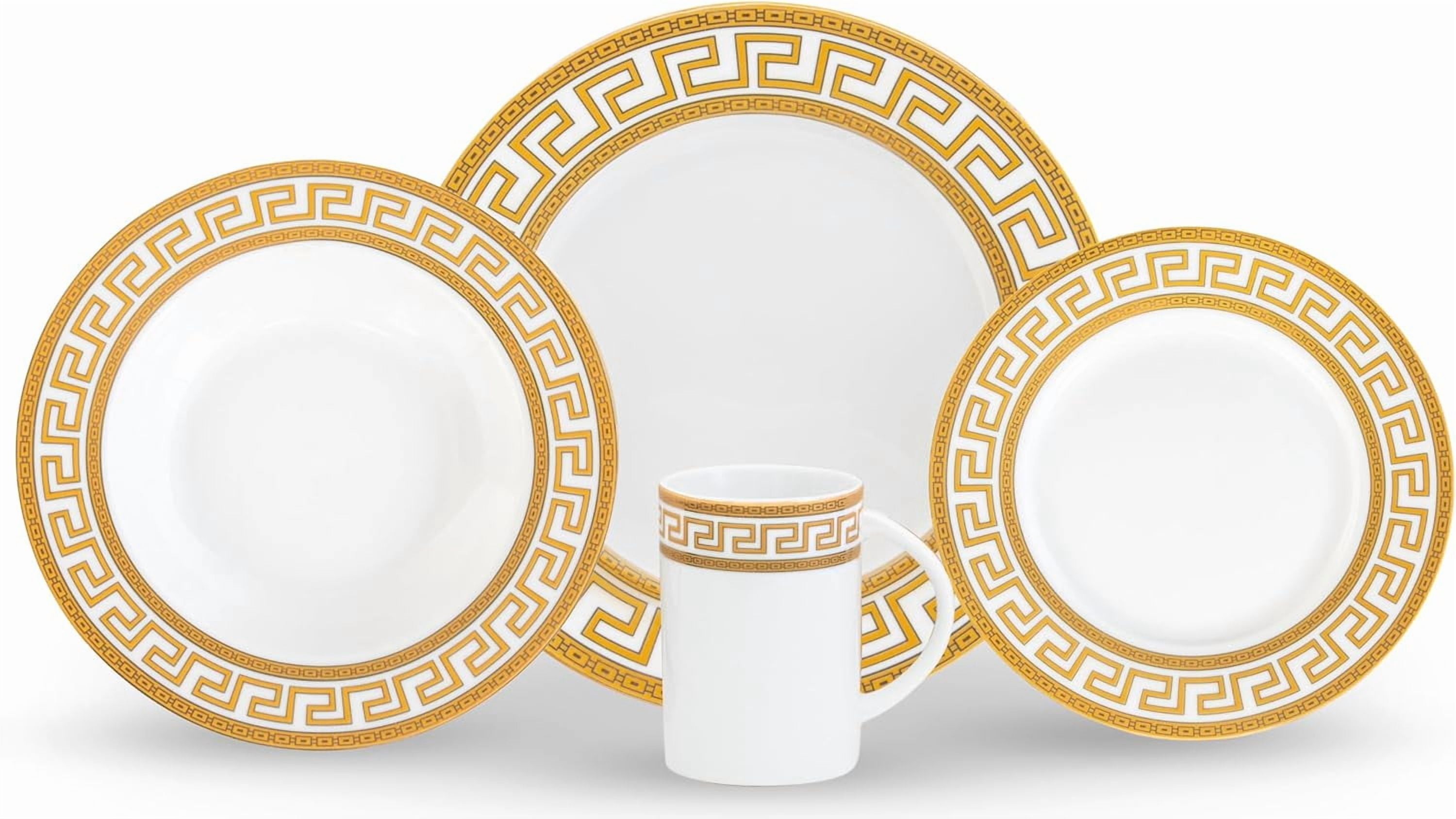 Porcelain Dinnerware Set for 1 - White with Gold 4 Piece Set Vintage ...