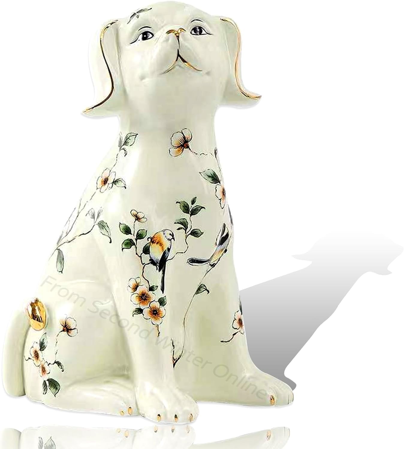 Porcelain Dog Statue Ceramics Cute Doggy Table Sculpture, Puppy Desktop ...