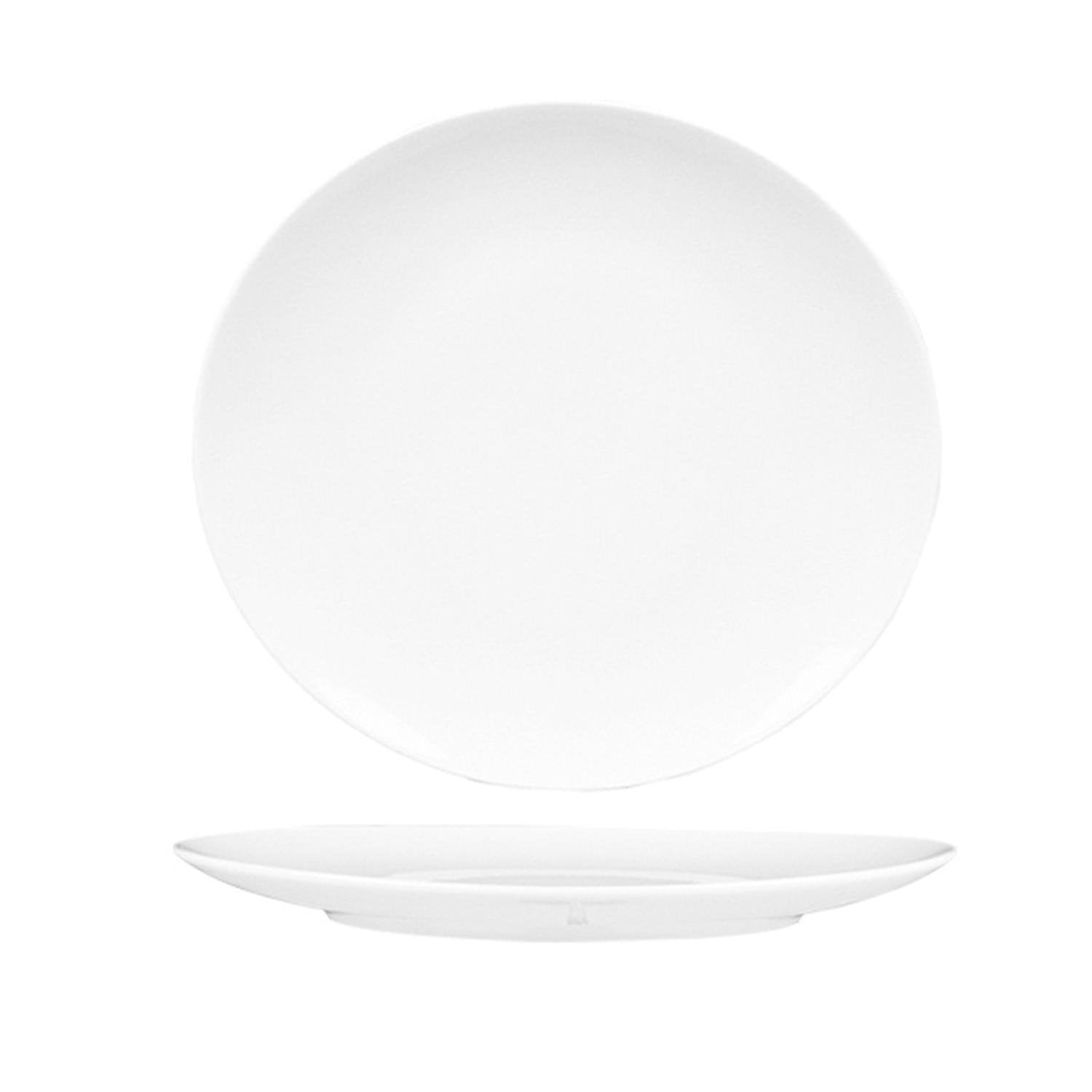 Porcelain Elips 8" x 7.25" Oval White Porcelain Plate (Set of 4 ...