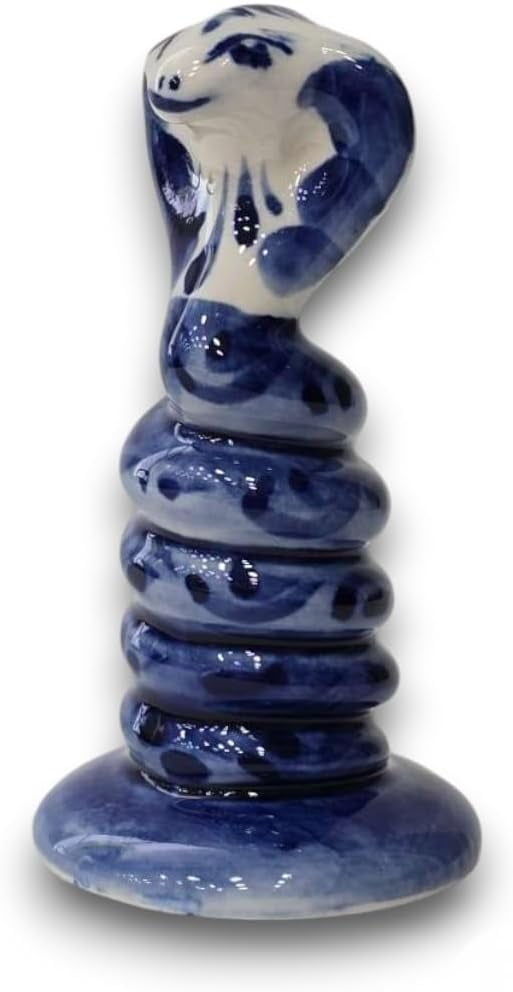 Porcelain Figurine Snake Column 3.25"H, Gzhel, Gift for NewYear and ...