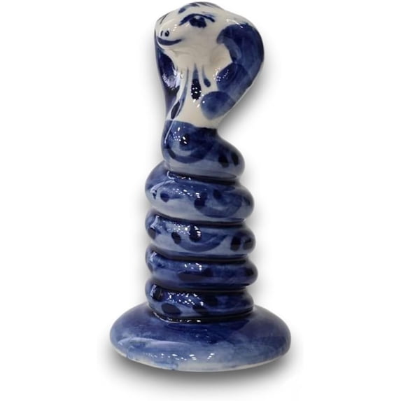 Porcelain Figurine Snake Column 3.25"H, Gzhel, Gift for NewYear and ...