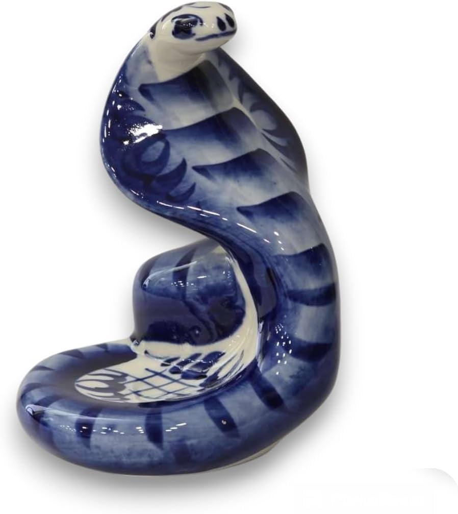 Porcelain Figurine SnakeMatryona 4.25"H, Gzhel, Gift for NewYear and ...