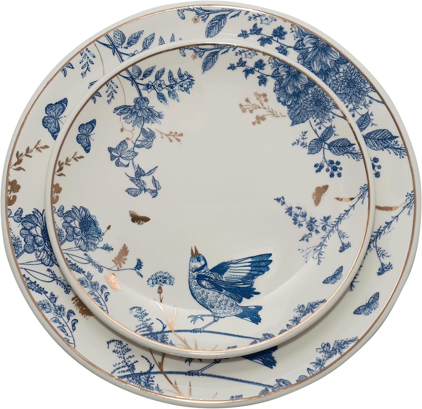 Porcelain Floral Plates Ceramic 8/10 Inch Ceramic Plates Set of 4 ...