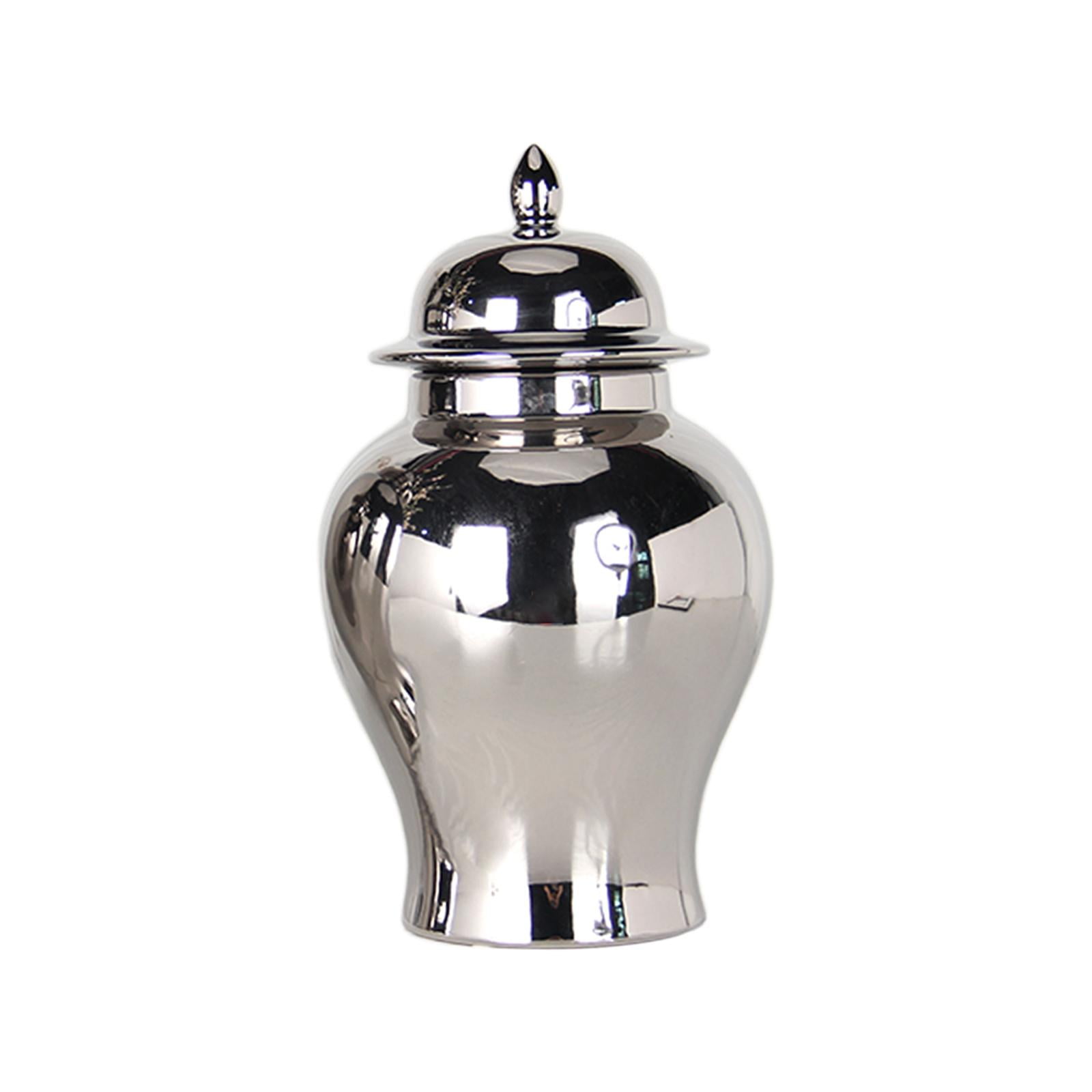 Porcelain Flower Vase Ginger Jar with Lid Argent Temple Jar Fine Glaze ...