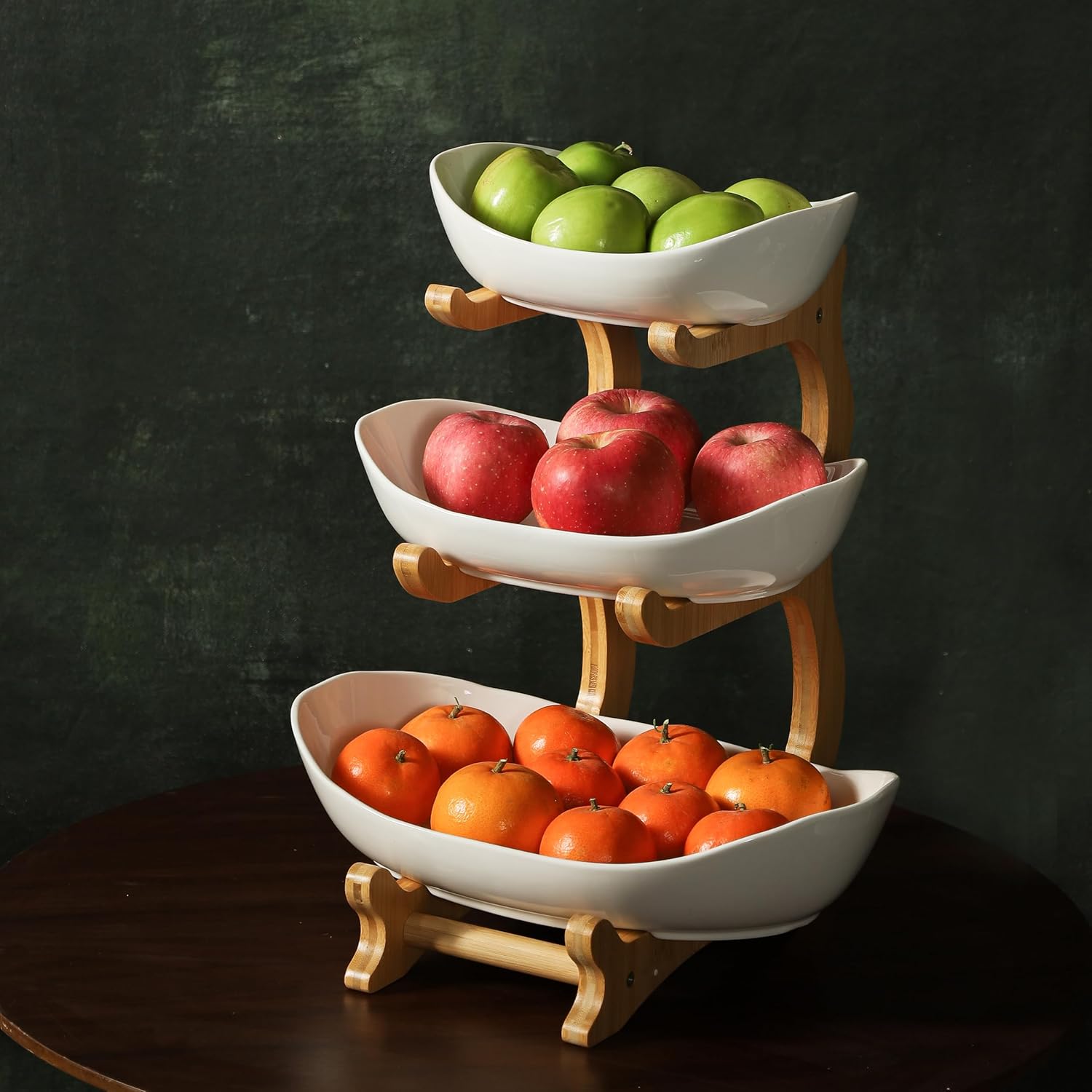 Porcelain Fruit Bowl for Kitchen Counter (PLUS edition) 3 Tier Ceramic ...