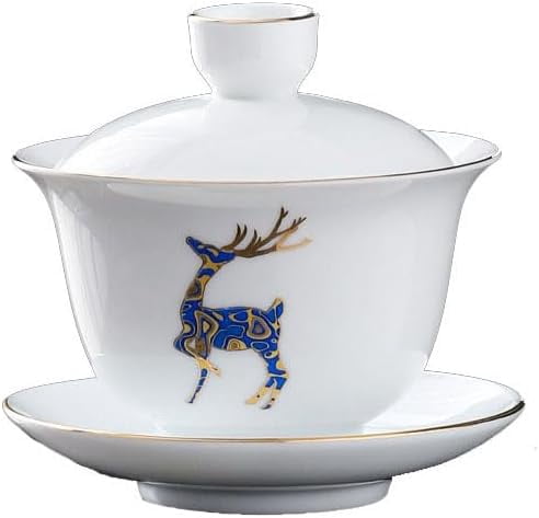 Porcelain Gaiwan 8oz Teacup White Glazed Tureen Chinese Sancai Cover ...