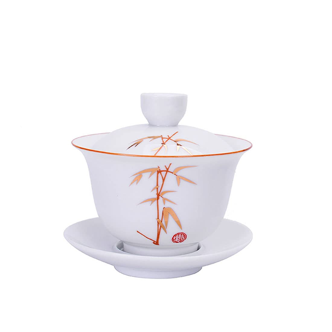 Porcelain Gaiwan 8oz Teacup White Glazed Tureen Chinese Sancai Cover ...