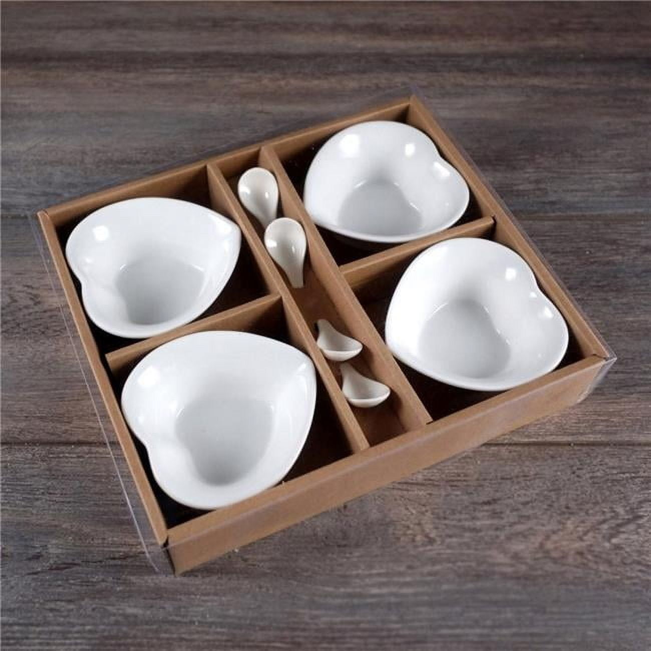 Porcelain Heart Shaped Bowl with Spoon Set of 4 - Walmart.com