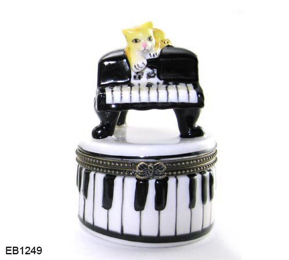 Porcelain Hinged Trinket Box Cat Piano Keyboard - Walmart.com