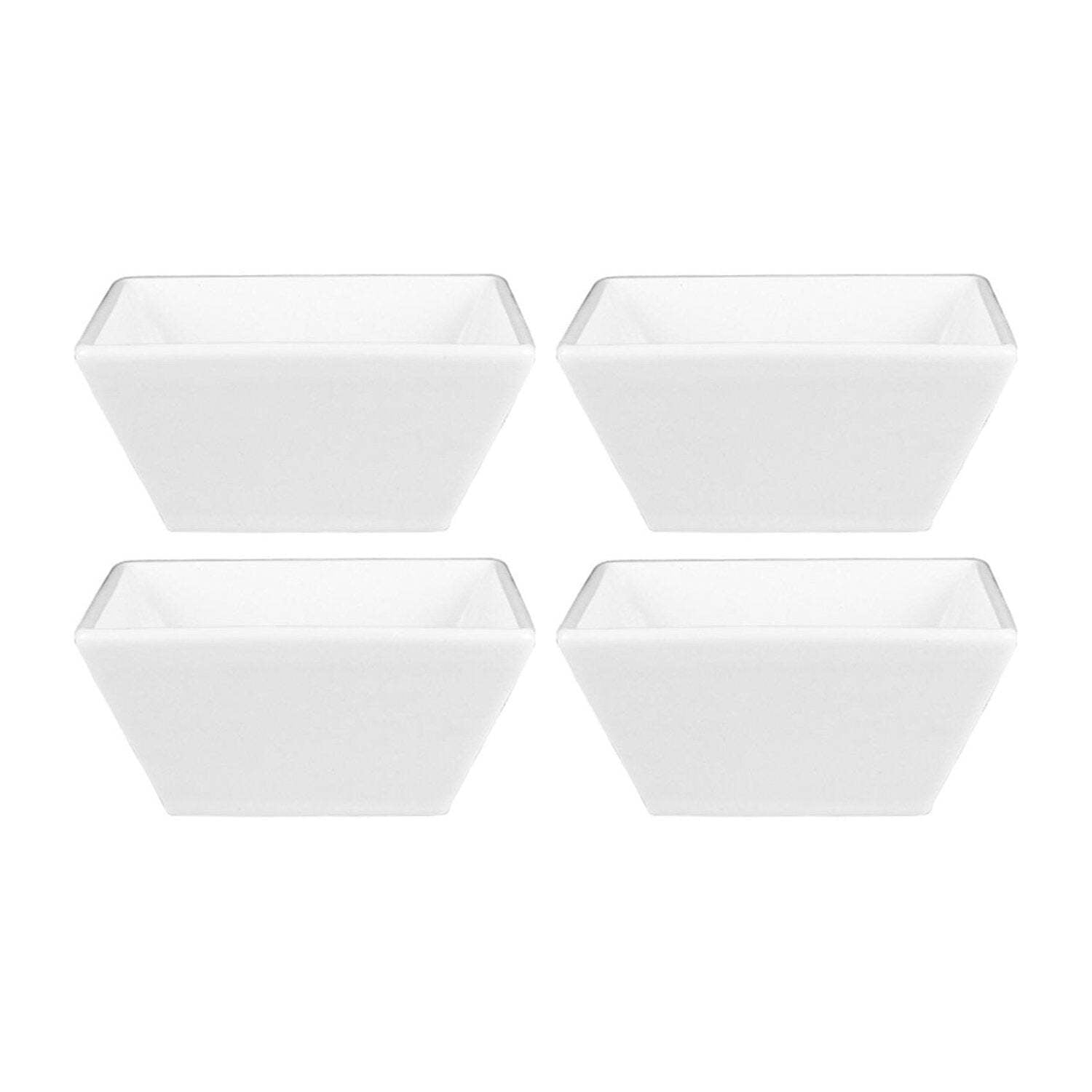 Porcelain Merid 4" x 4" x h:2" 7 oz. Square White Porcelain Bowl (Set ...