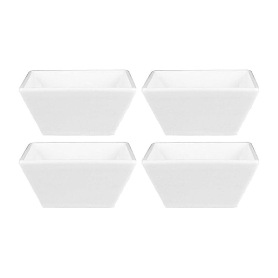 Porcelain Merid 4" x 4" x h:2" 7 oz. Square White Porcelain Bowl (Set ...