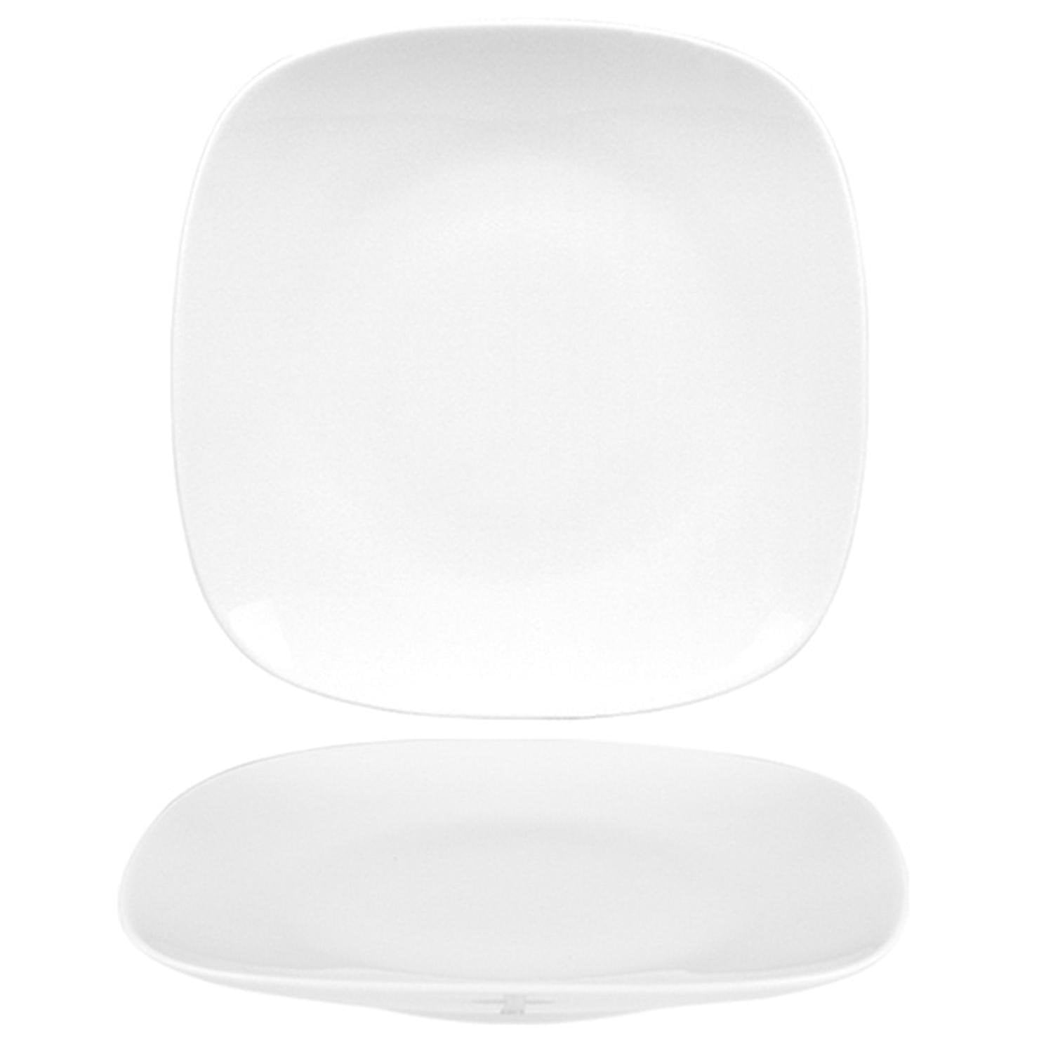 Turgla Porcelain Mimoza 11" x 11" Square White Porcelain Plate (Set of ...