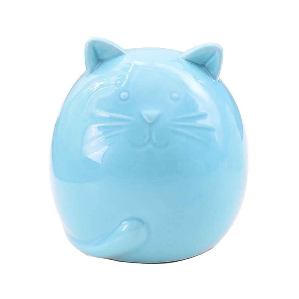 Porcelain Mini Cat Figurine - Blue Cat Statue Sculpture Home Decor ...