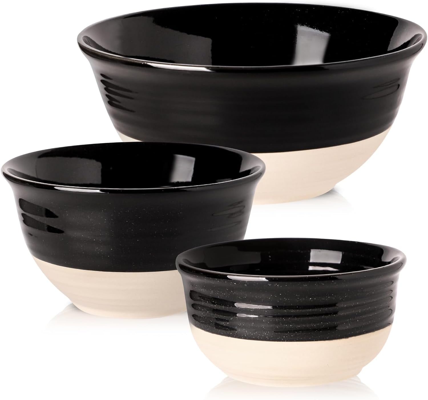 Porcelain Mixing Bowls for Kitchen, 84/40/20 Oz Large Salad Serving ...