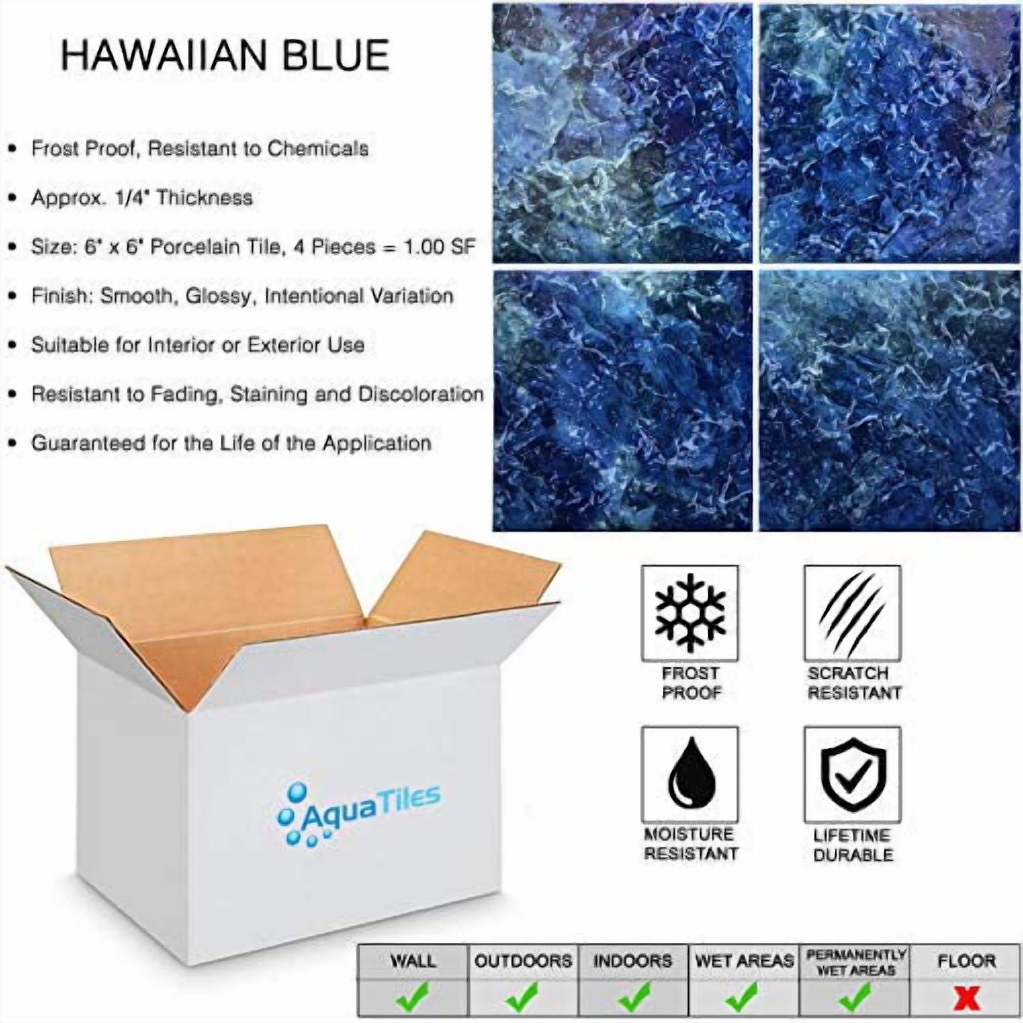 Porcelain Mosaic Tile Hawaiian Blue for Swimming Pool Tile Spa Bathroom ...