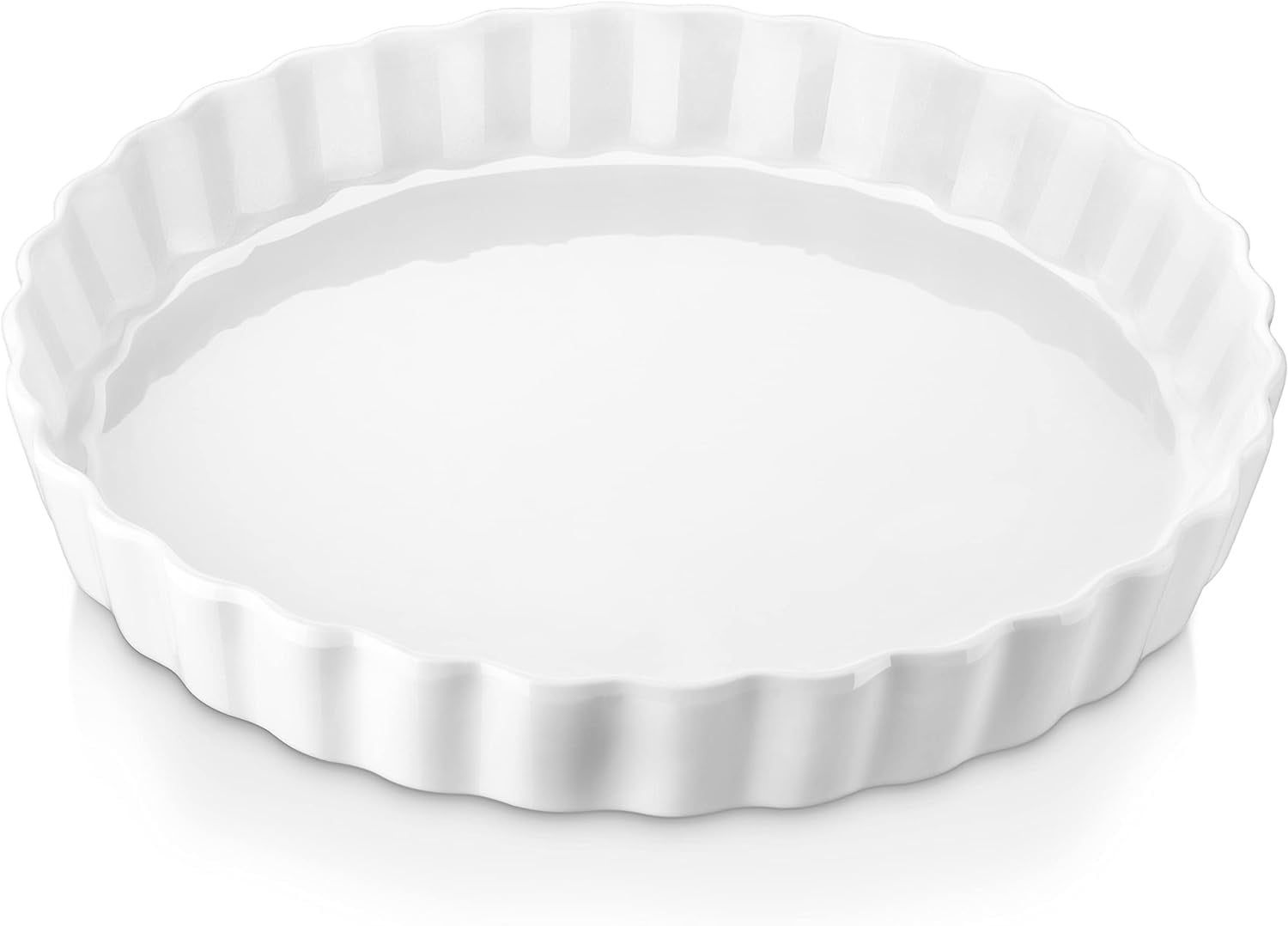 Porcelain Quiche Baking Dish,10 Inch Reusable Pie Pan Quiche Pan, Non ...