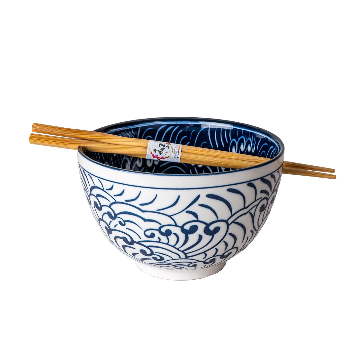 Porcelain Ramen Udon Noodle Rice Bowl With Chopsticks 20 fl oz Nami ...