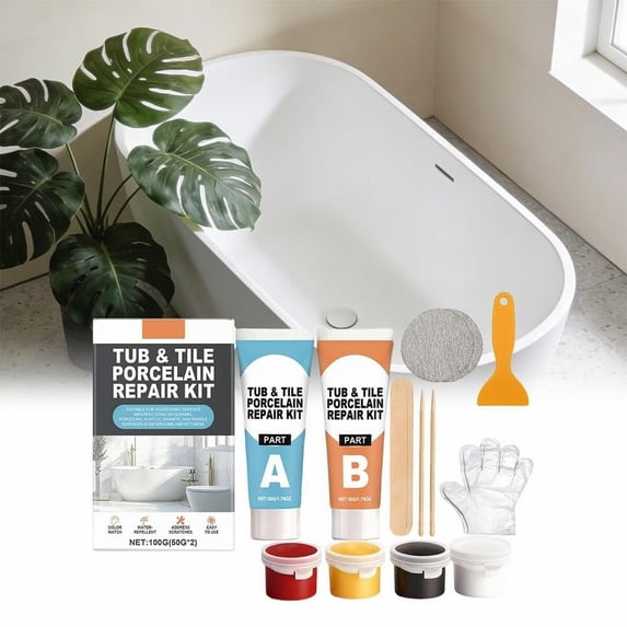 Porcelain Repair Kit – White Bathtub & Tile Repair for Ceramic, Enamel ...