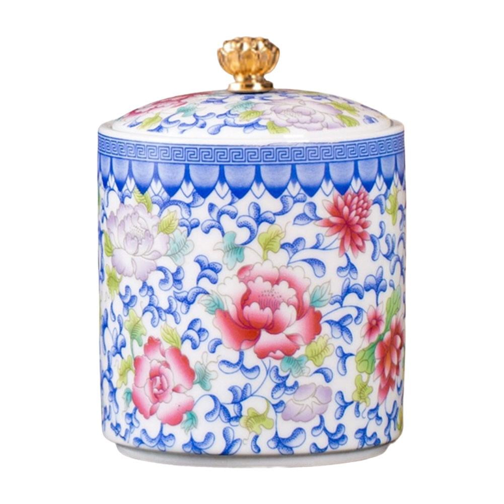 Porcelain Salt Cellar with Lid, 250ml Small Vintage Floral Spice ...