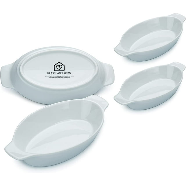 Heartland Home Extra Deep Oval Porcelain Au Gratin Baking Dishes - 6 ...