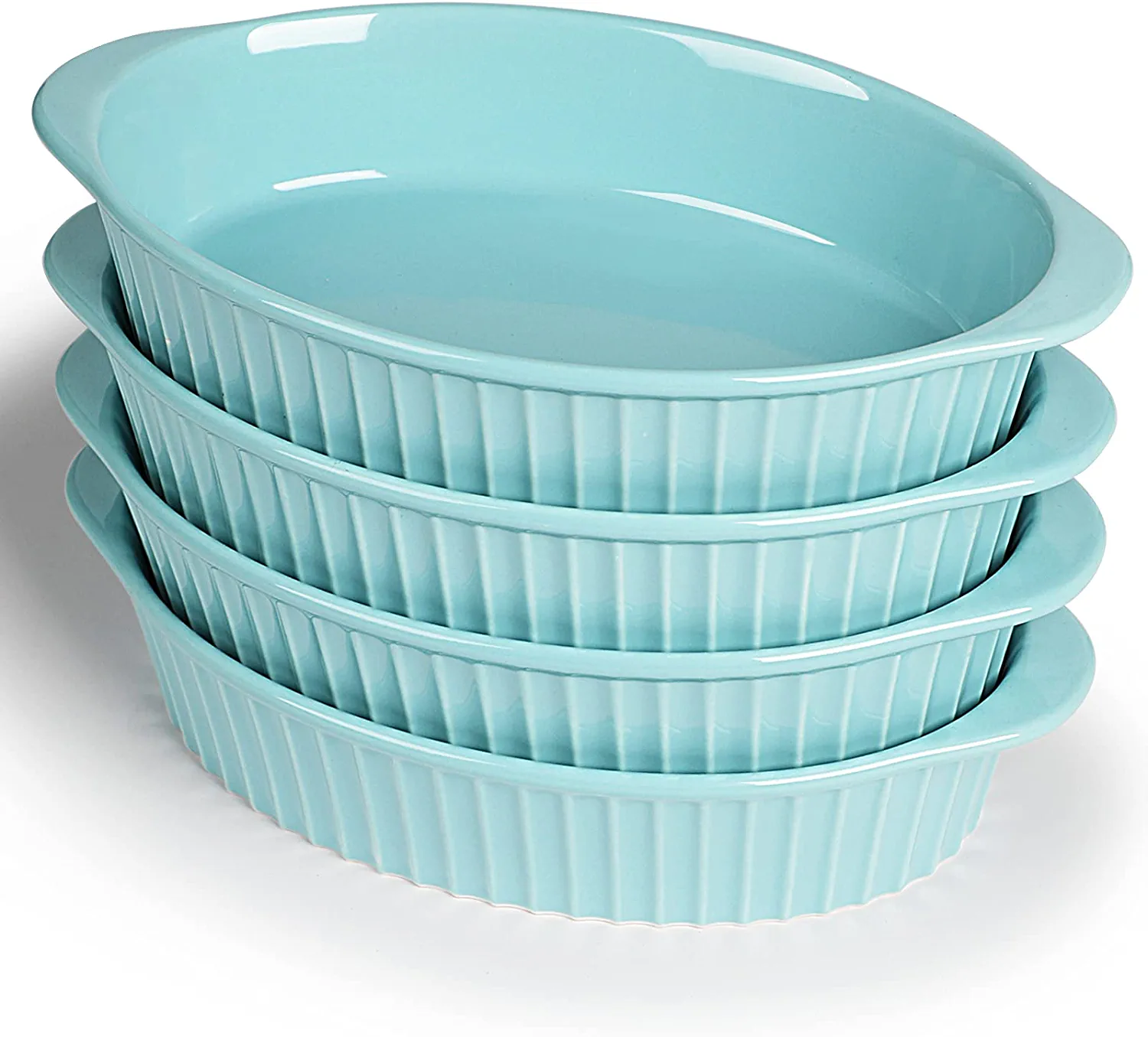 Porcelain Small Oval Au Gratin Pans,Set of 4 Baking Dish Set for 1 or 2 ...