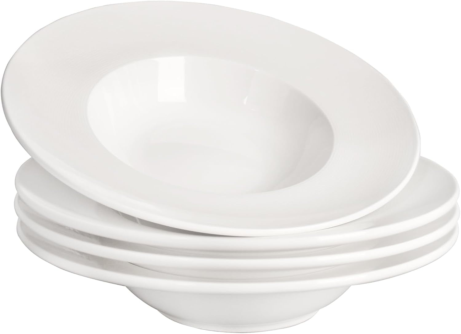 Porcelain Soup Bowls soup Plate Pasta Bowl Set of 4 Shallow Bowl Plates ...