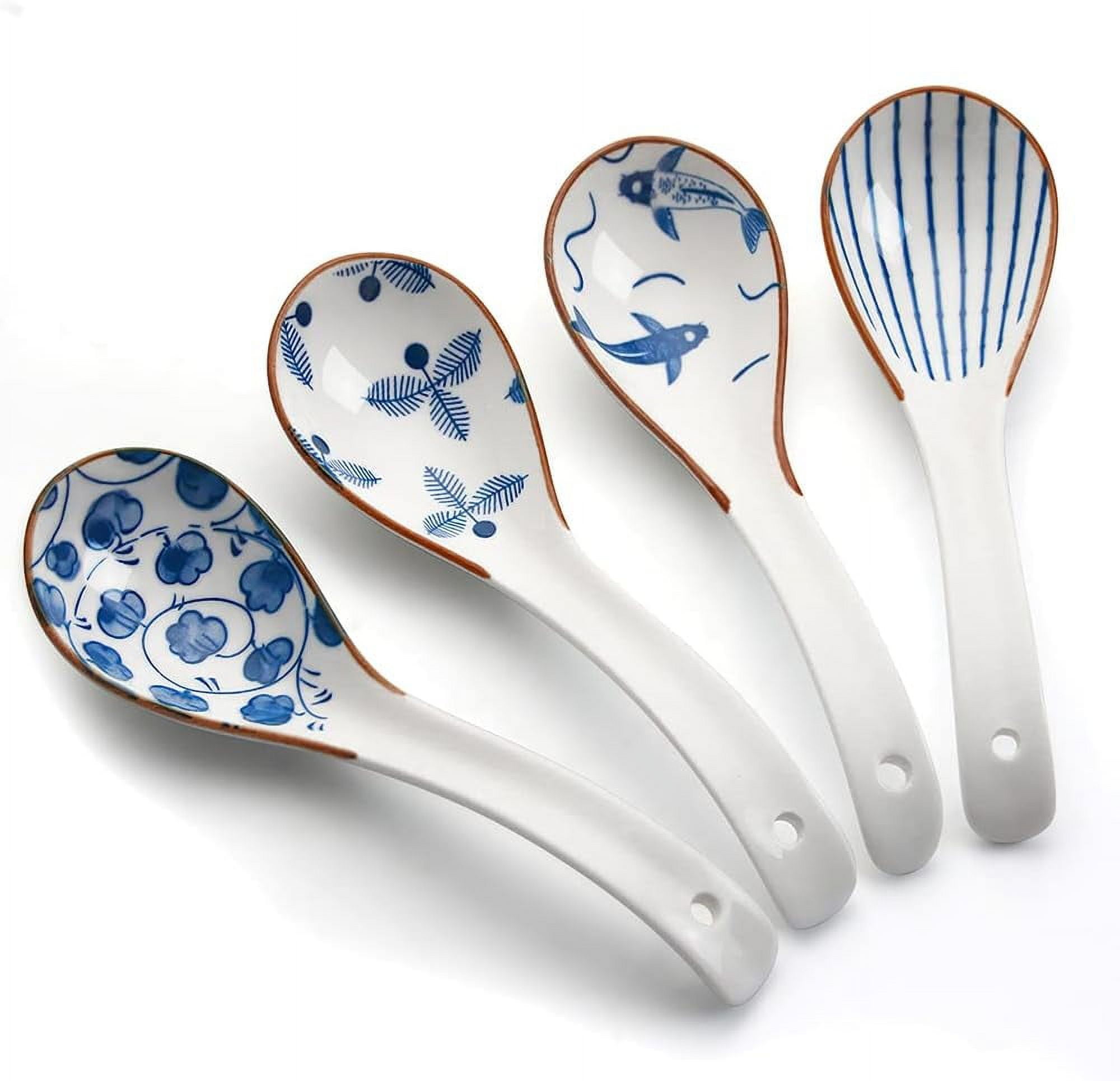 Porcelain Soup Spoons, 6.2 inch Asian Soup Spoons, Ramen spoons ...