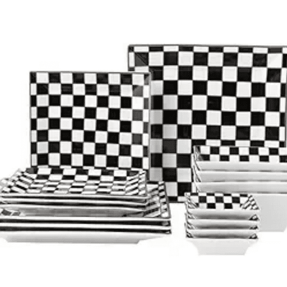 Porcelain Square Dinnerware Set for 4, Dishes Set for 4 with 3.3-inch ...