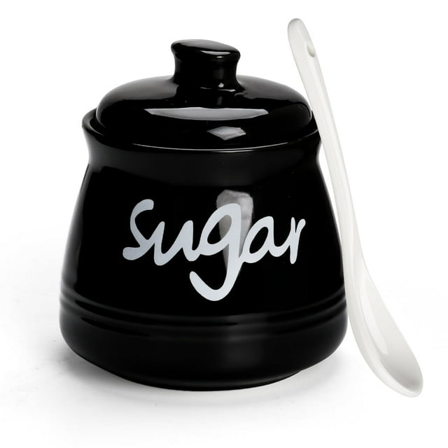 Porcelain Sugar Bowl with Lid and Spoon, 12 Ounces Ceramic Sugar ...
