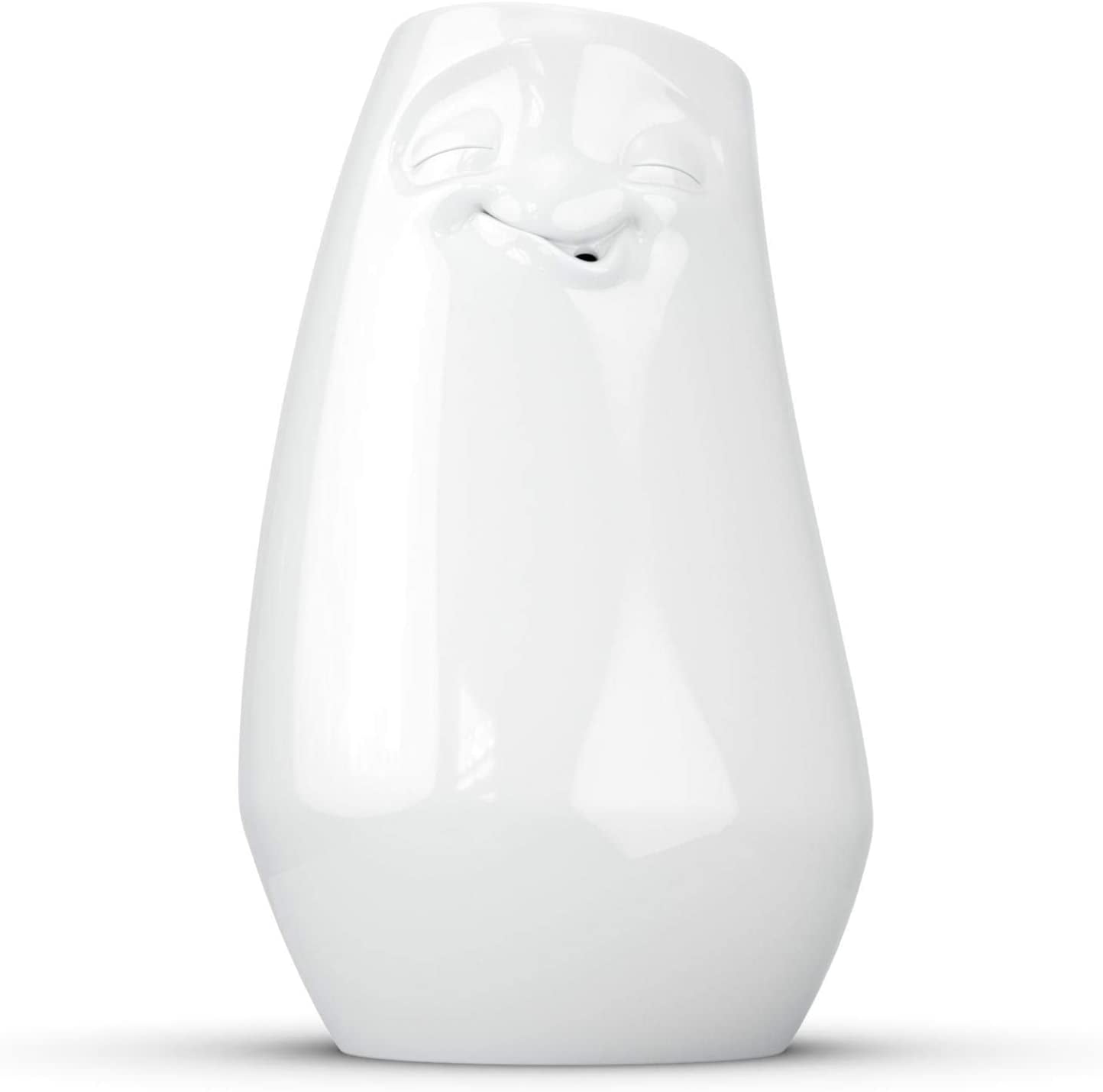 Porcelain Tall Flower Vase, Laid-Back Face Edition, 9 inches, White ...