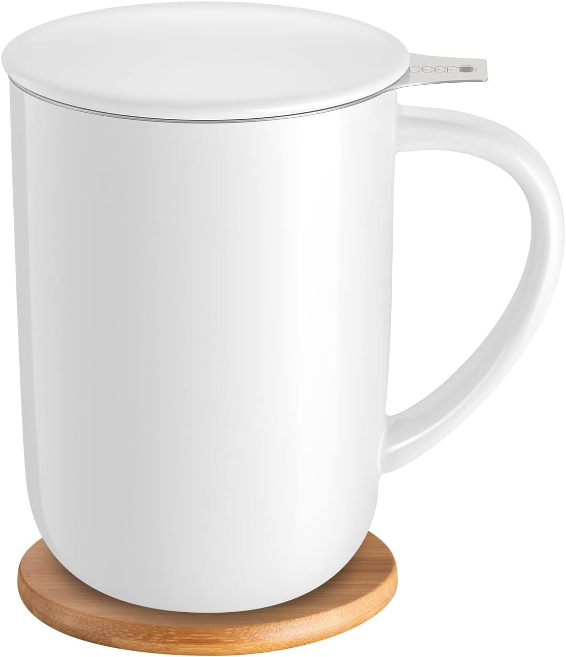 Porcelain Tea Mug with Infuser and Lid, with Filter and Coaster, Loose ...