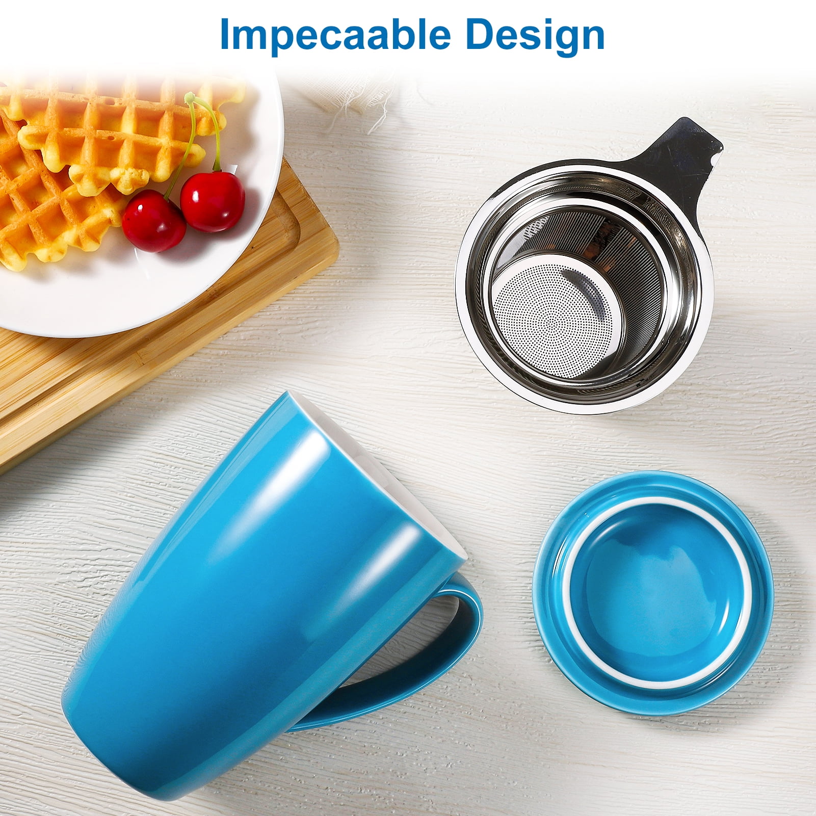 Porcelain Tea Mug with Infuser and Lid,Teaware with Filter,Loose Leaf ...